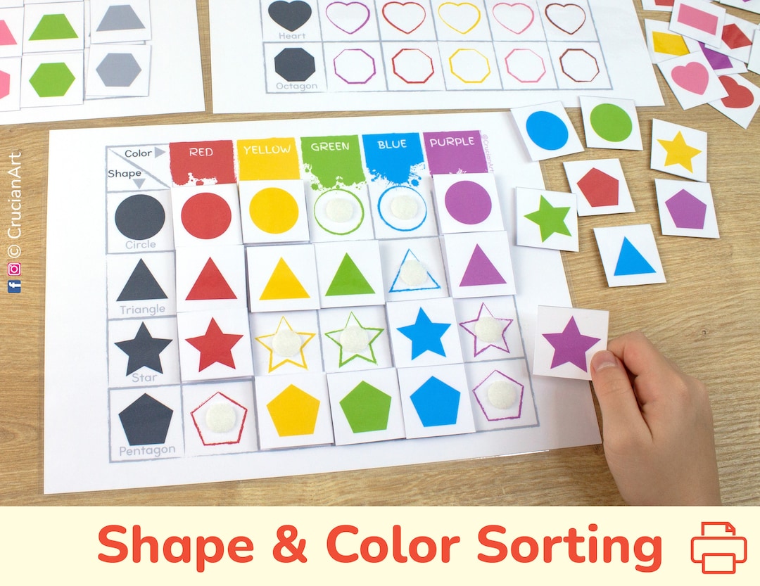 Shape & Color Sorting Printable Activity. Toddler Busy Book and ...