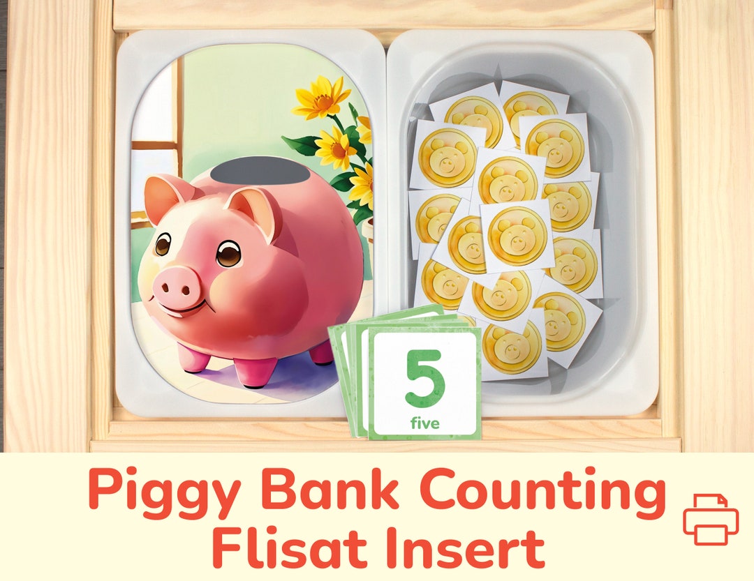 Piggy Bank Coins Counting Activity: Printable Flisat Insert for Sensory ...