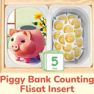Piggy Bank Coins Counting Activity: Printable Flisat Insert for Sensory ...