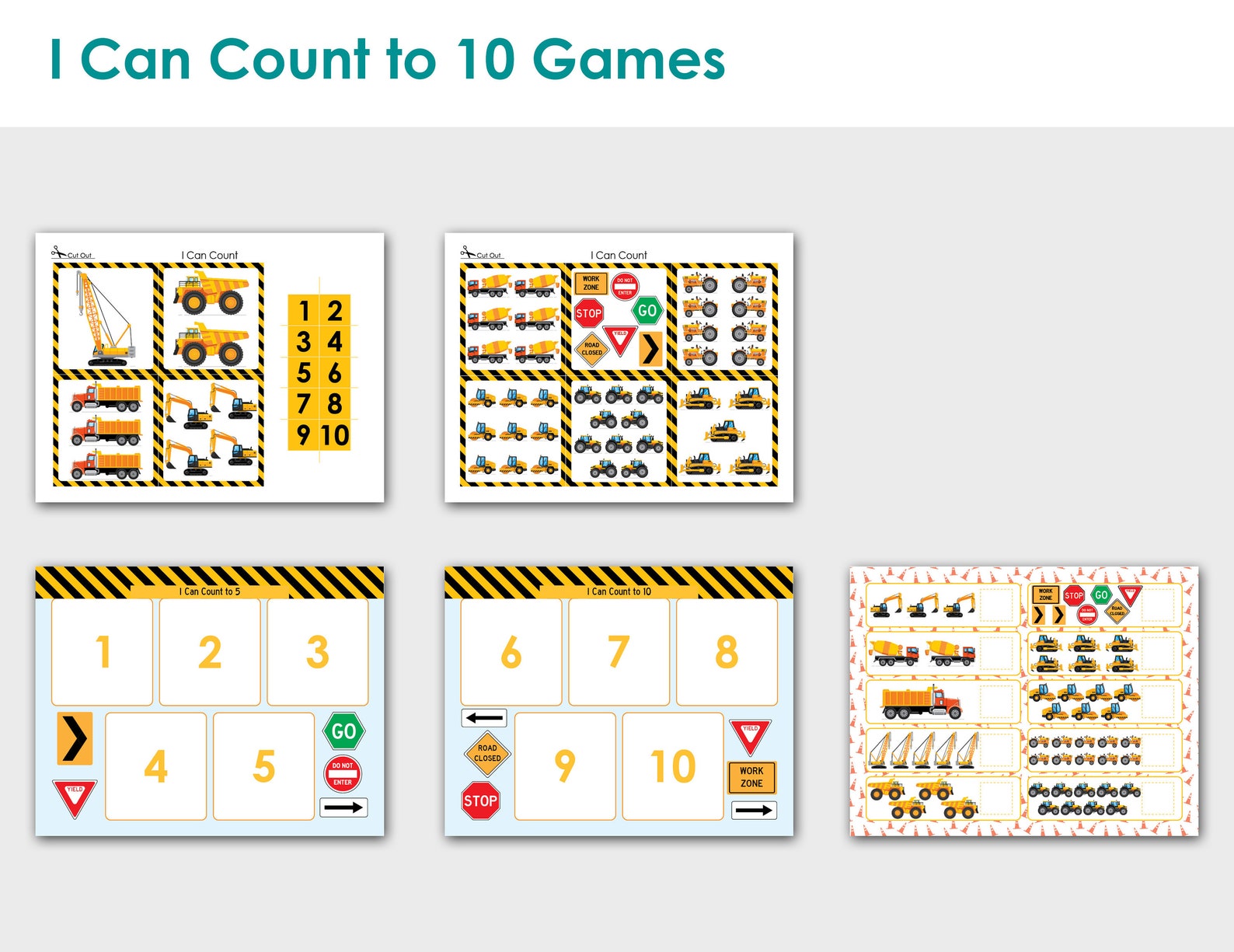 Construction Vehicles Numbers 1-10 & Counting Printable Busy - Etsy