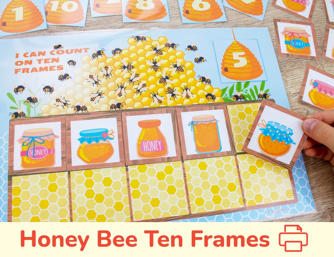 Honeybee Ten Frames Counting. Honey Bee Numbers 1-10 Printable - Etsy