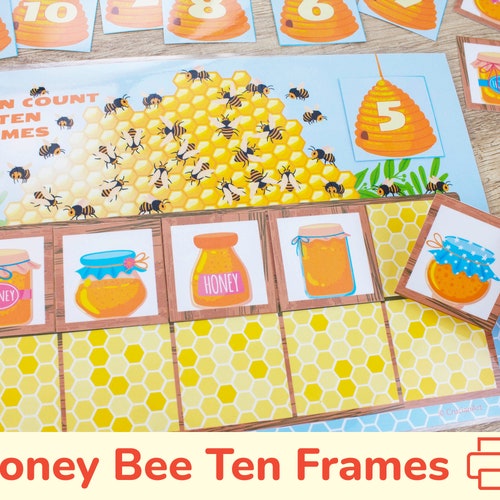 Honeybee Ten Frames Counting. Honey Bee Numbers 1-10 Printable - Etsy