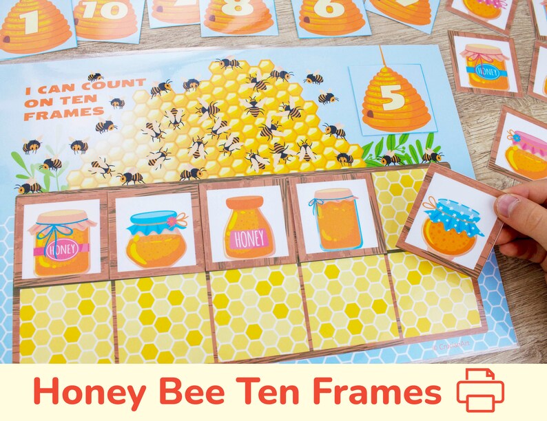 Honeybee Ten Frames Counting. Honey Bee Numbers 1-10 Printable - Etsy