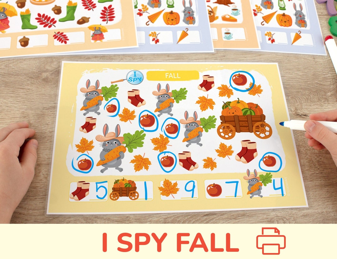 I Spy Fall Counting Activity. Autumn I Spy Printable - Etsy