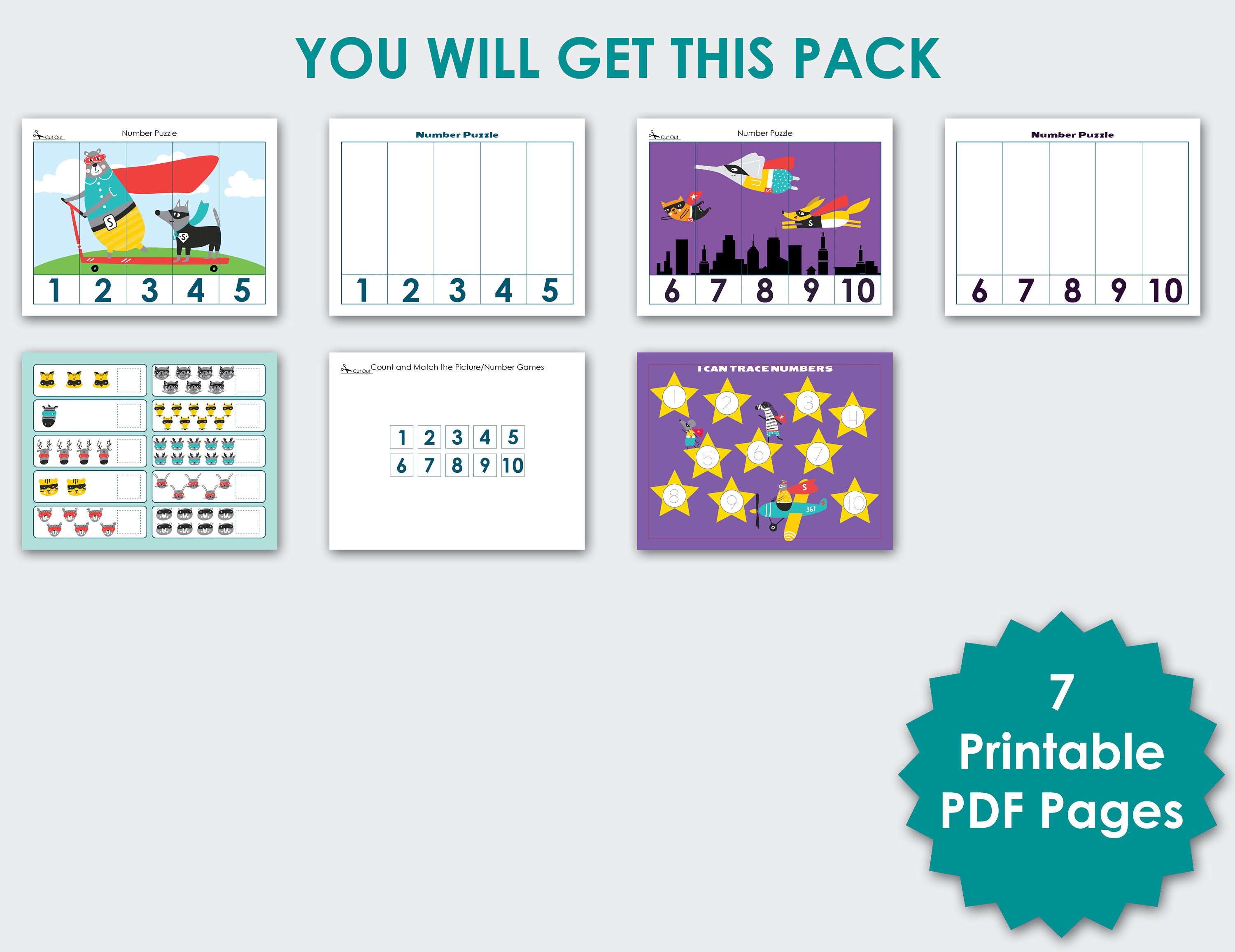 Superhero Numbers Preschool Learning Binder. Printable Busy | Etsy