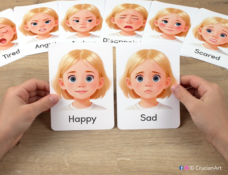 Emotion Flash Cards. Printable Girly Flashcards: Explore Feelings ...