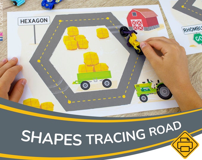 Shapes Tracing Road Mats Printable, 2D Shapes Recognition, Toddlers ...