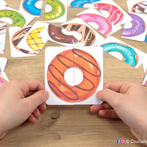 Donut Matching Cards. Printable Match Halves Activity. Toddler ...
