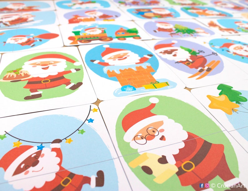 Santa Claus Puzzle Pairs: Printable Christmas Match Cards. Toddler ...