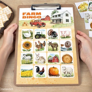 Farm Themed Bingo Game: Printable Preschool, Kindergarten, Toddler ...