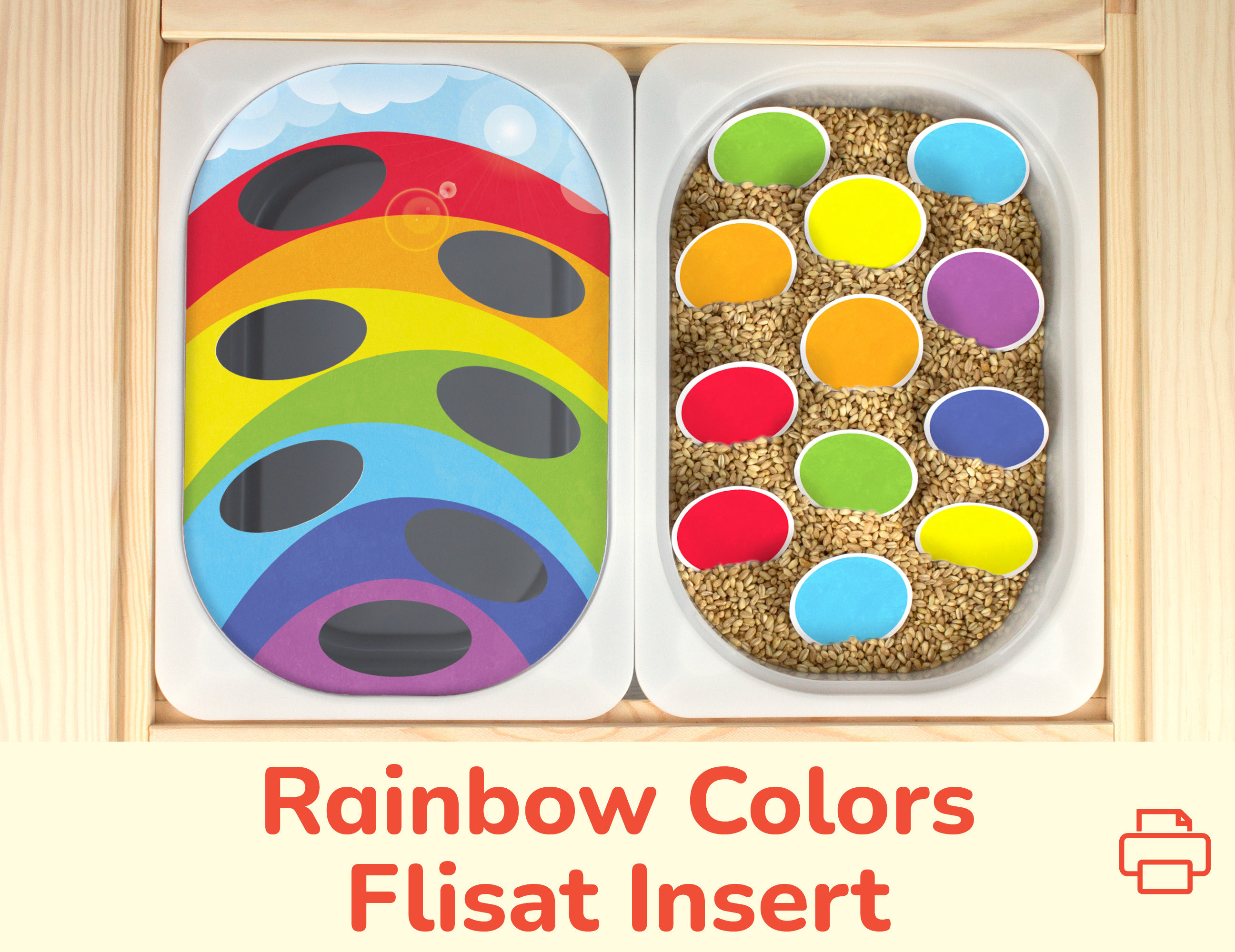 Rainbow Colors Flisat Insert: Color Sorting Activity for Sensory Table ...