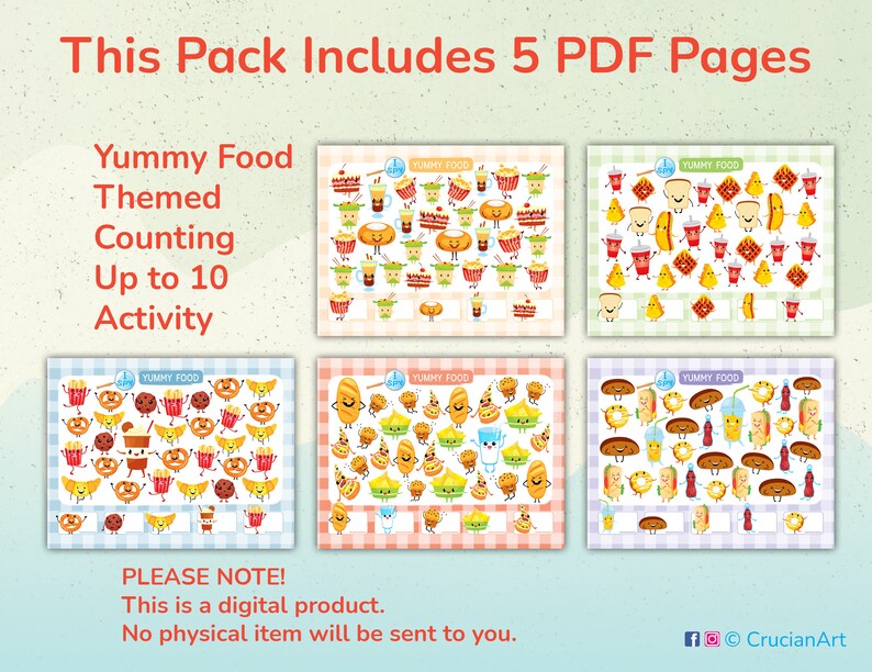 Yummy Food I Spy Counting Activity. Preschool Learning Worksheets ...