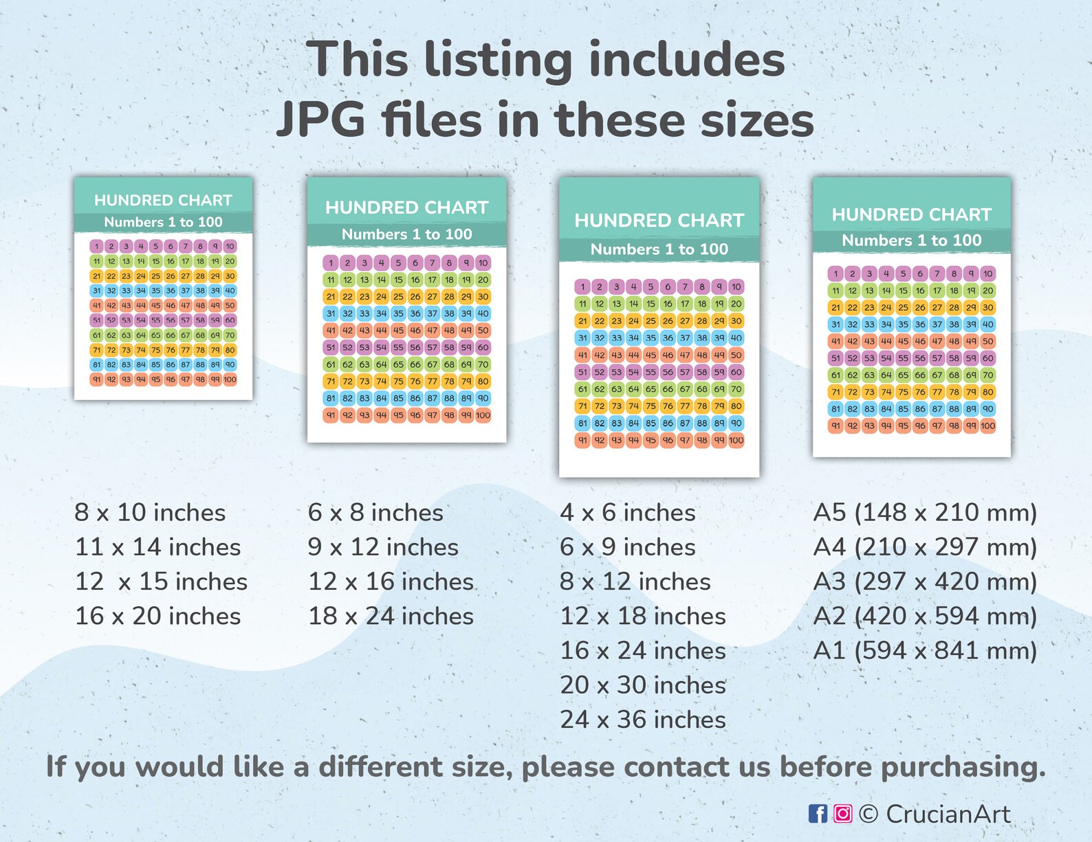 HUNDRED CHART: Numbers 1 to 100. Printable Classroom Counting | Etsy