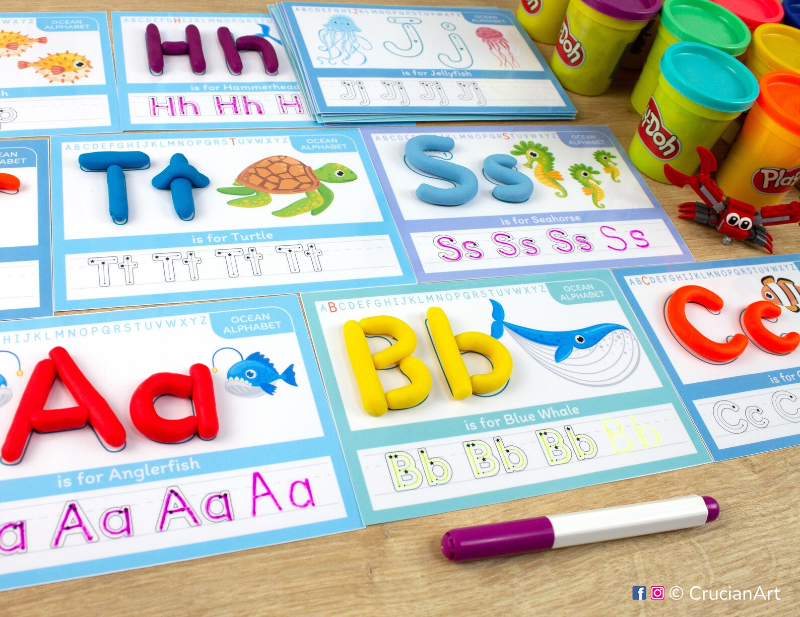 OCEAN ANIMALS Play Dough Mats. Under the Sea Alphabet Playdough ...