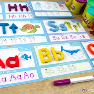 OCEAN ANIMALS Play Dough Mats. Under the Sea Alphabet Playdough ...