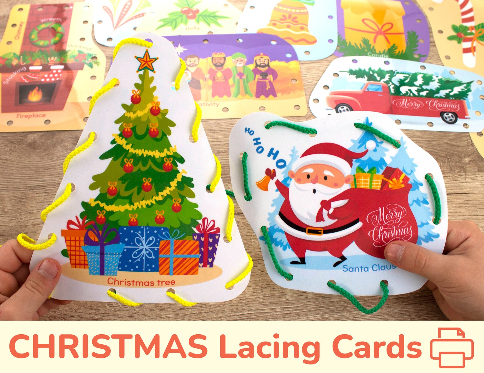 Christmas Lacing Cards Toddler and Preschool. Printable Fine - Etsy