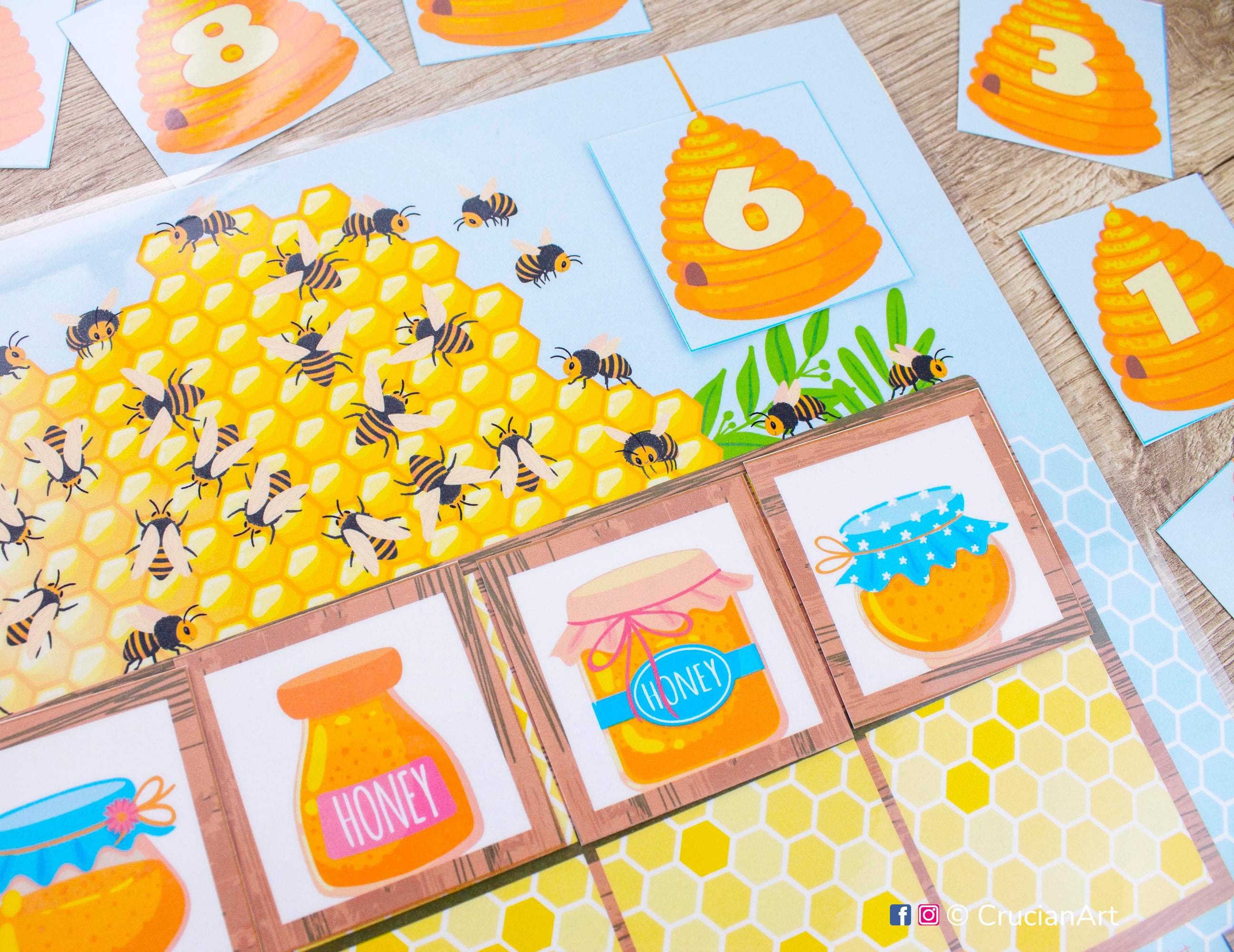 Honeybee Ten Frames Counting. Honey Bee Numbers 1-10 Printable - Etsy