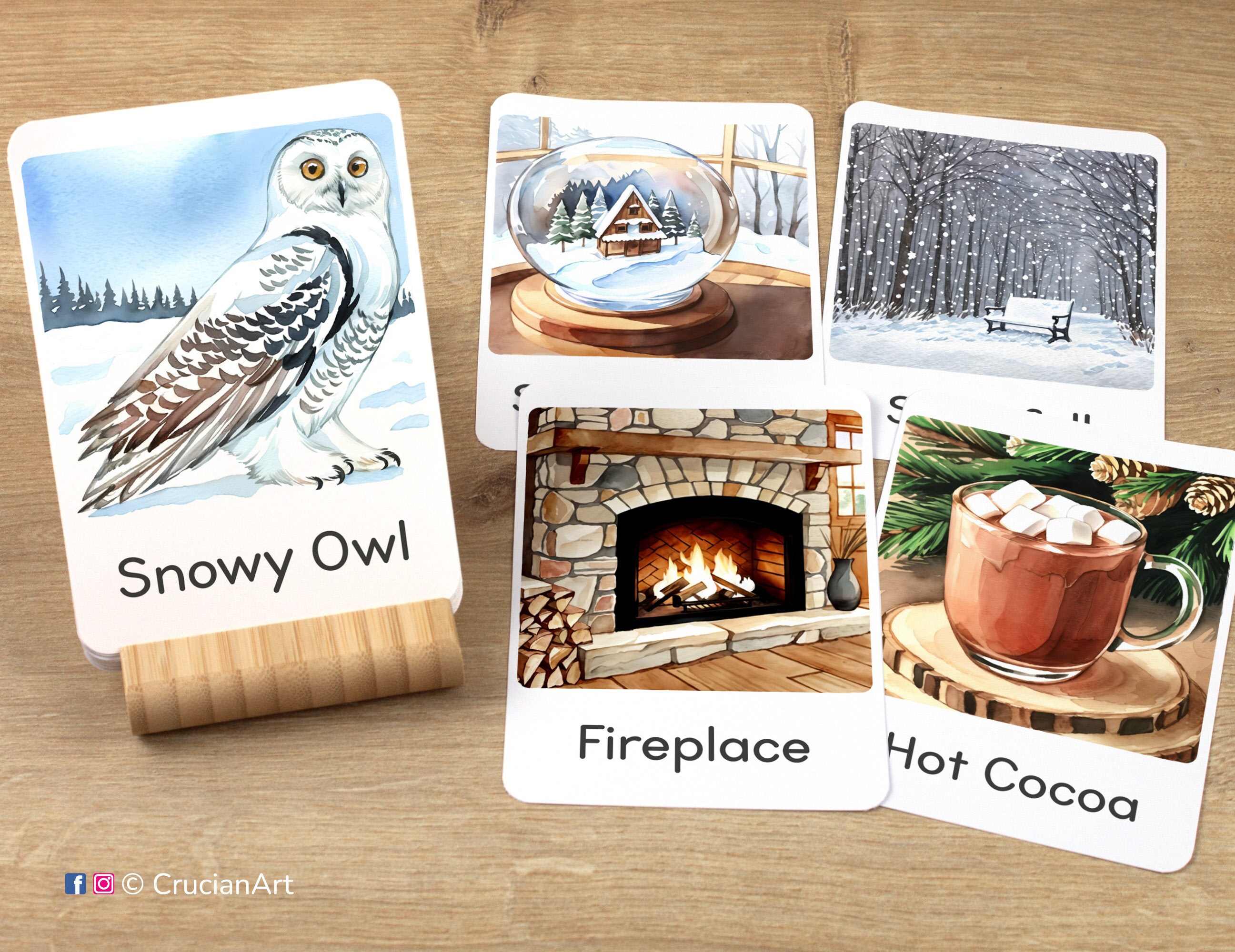 Winter Flashcards: Toddler Preschool Kindergarten Printable Flash Cards ...