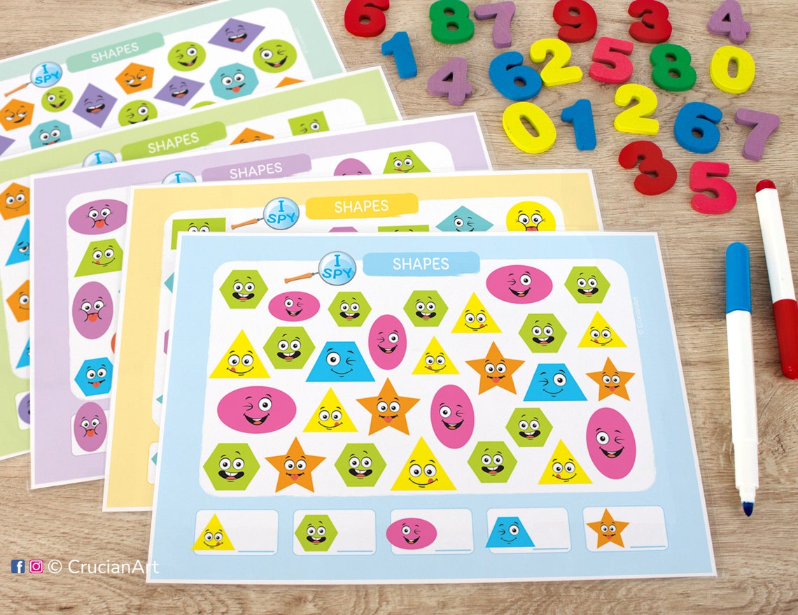 Shapes I Spy Counting Activity. 2D Shapes Printable - Etsy