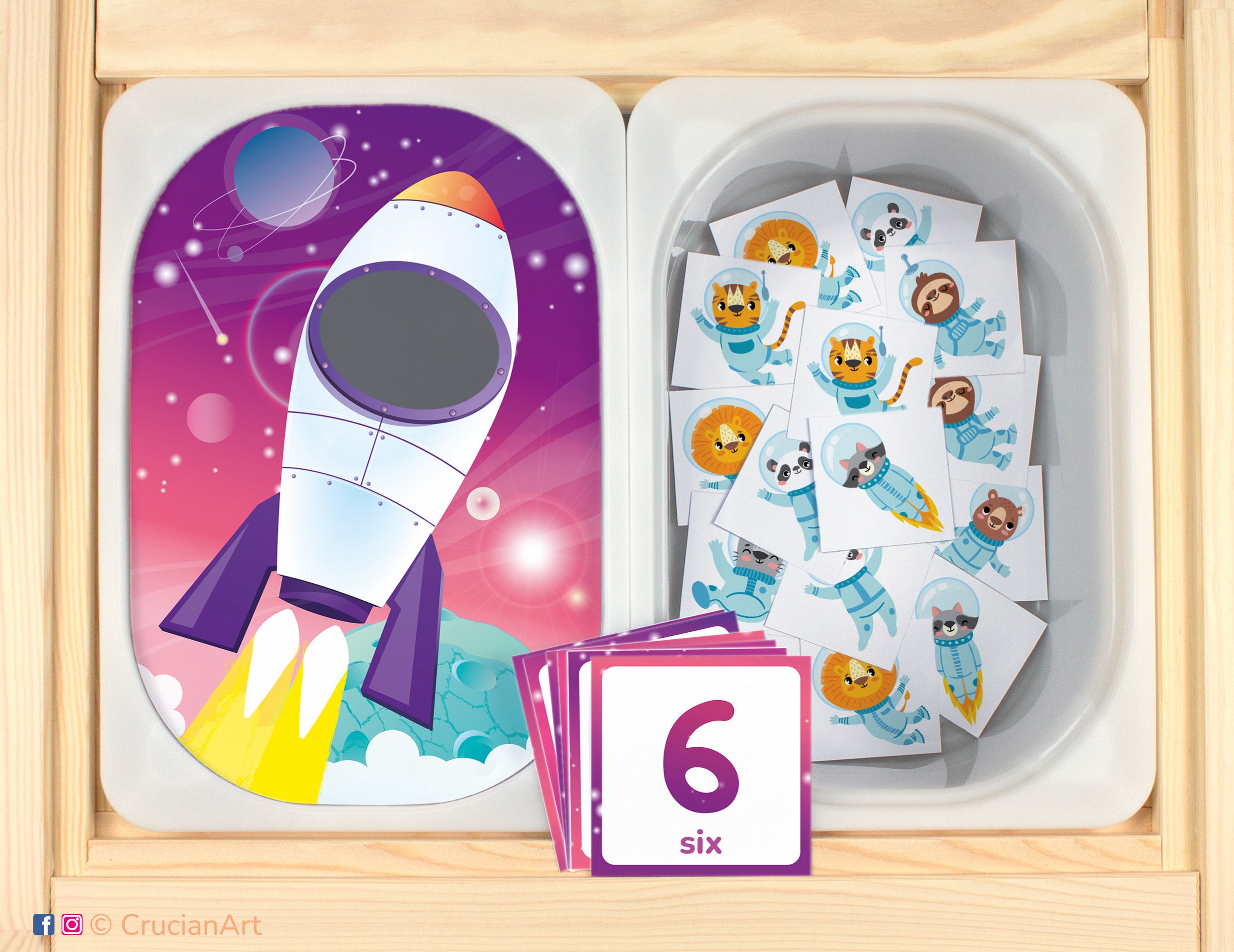 Astronauts Counting Flisat Insert: Printable Outer Space Activity for ...