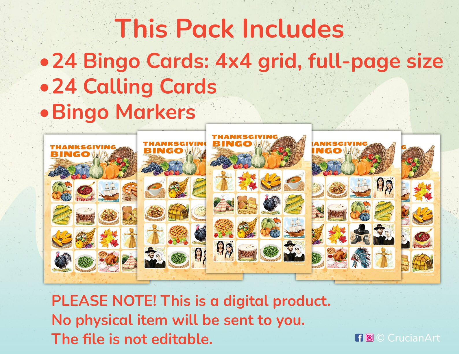 Thanksgiving Day Bingo Game: Printable Preschool, Kindergarten, Toddler ...