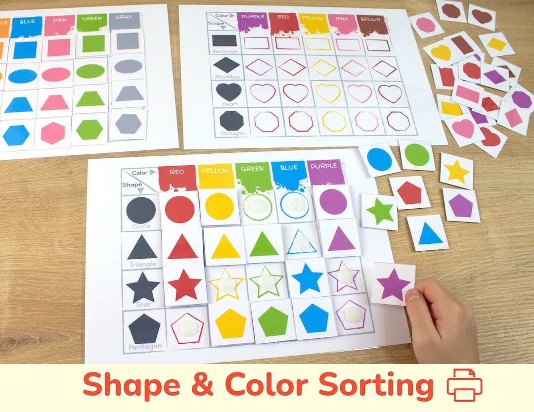 Shape & Color Sorting Printable Activity. Toddler Busy Book - Etsy