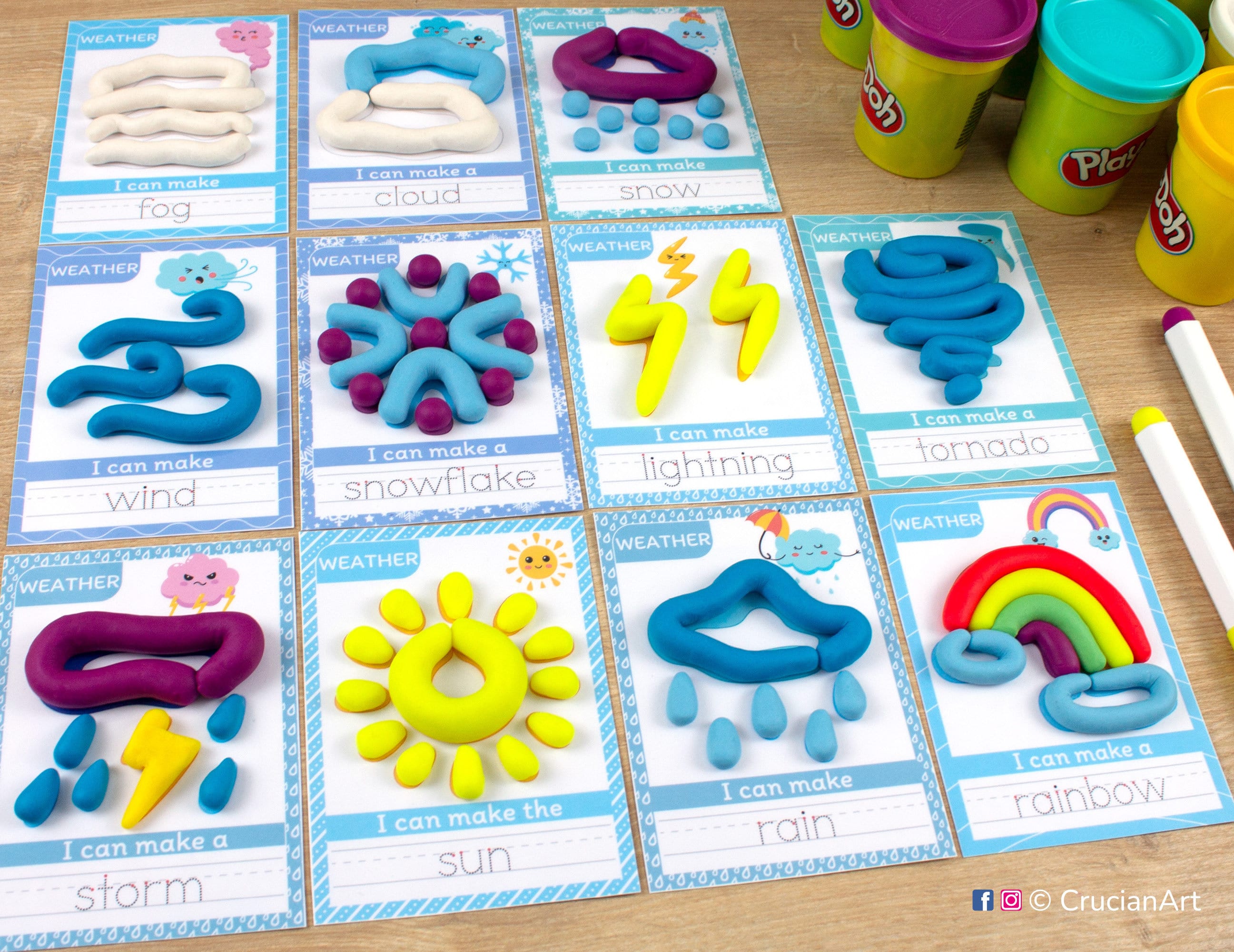 Weather Play Dough Mats. Printable Playdough Activity. Toddler ...