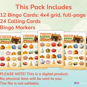 Pumpkins and Squashes Bingo Game: Printable Preschool, Kindergarten ...