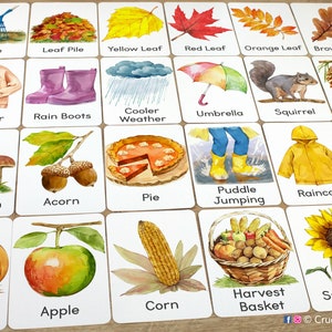 Fall Themed Flashcards for Seasonal Vocabulary Boosts. Toddler ...