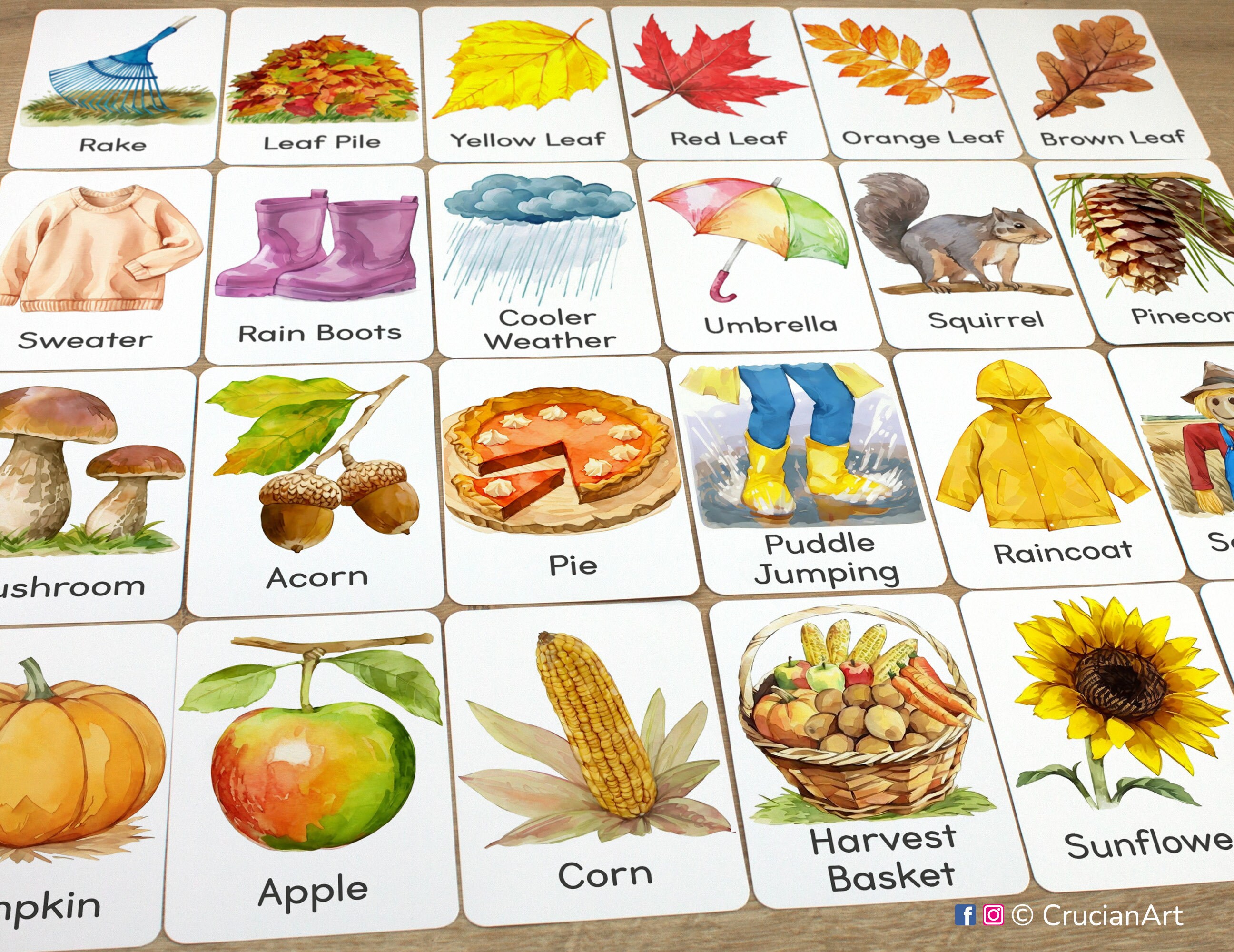 Fall Themed Flashcards for Seasonal Vocabulary Boosts. Toddler ...