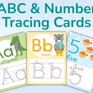 Alphabet Tracing Cards: Animals Themed Alphabet Flashcards for Home ...