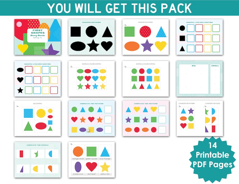 Shapes Printable Toddler Busy Book. Shape Matching Activities - Etsy