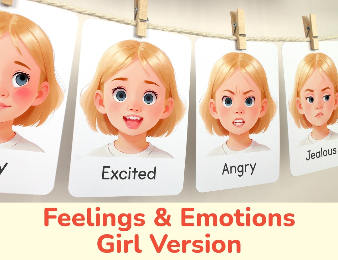 Emotion Flash Cards. Printable Girly Flashcards: Explore Feelings ...