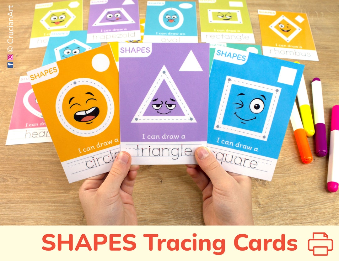 2D Shapes Tracing Cards. Homeschool Printable Learning Activity ...