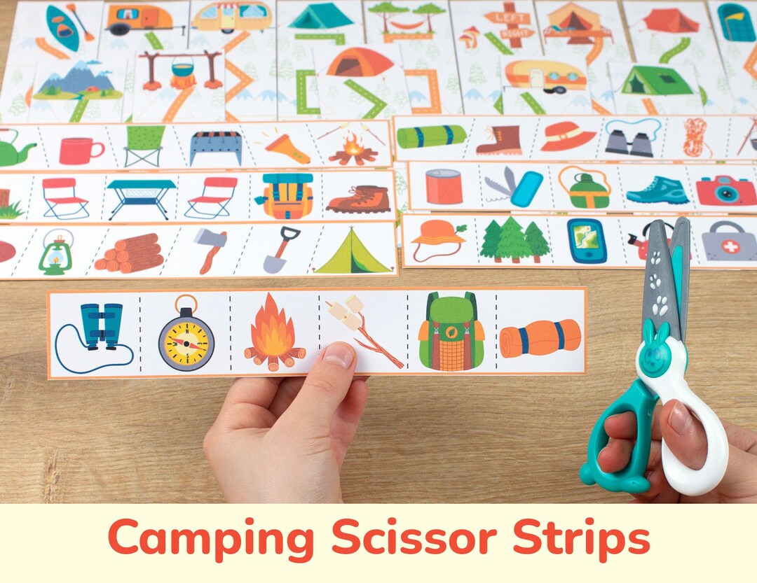 Camping Theme Scissor Strips. Summer Scissor Skills Activity. - Etsy