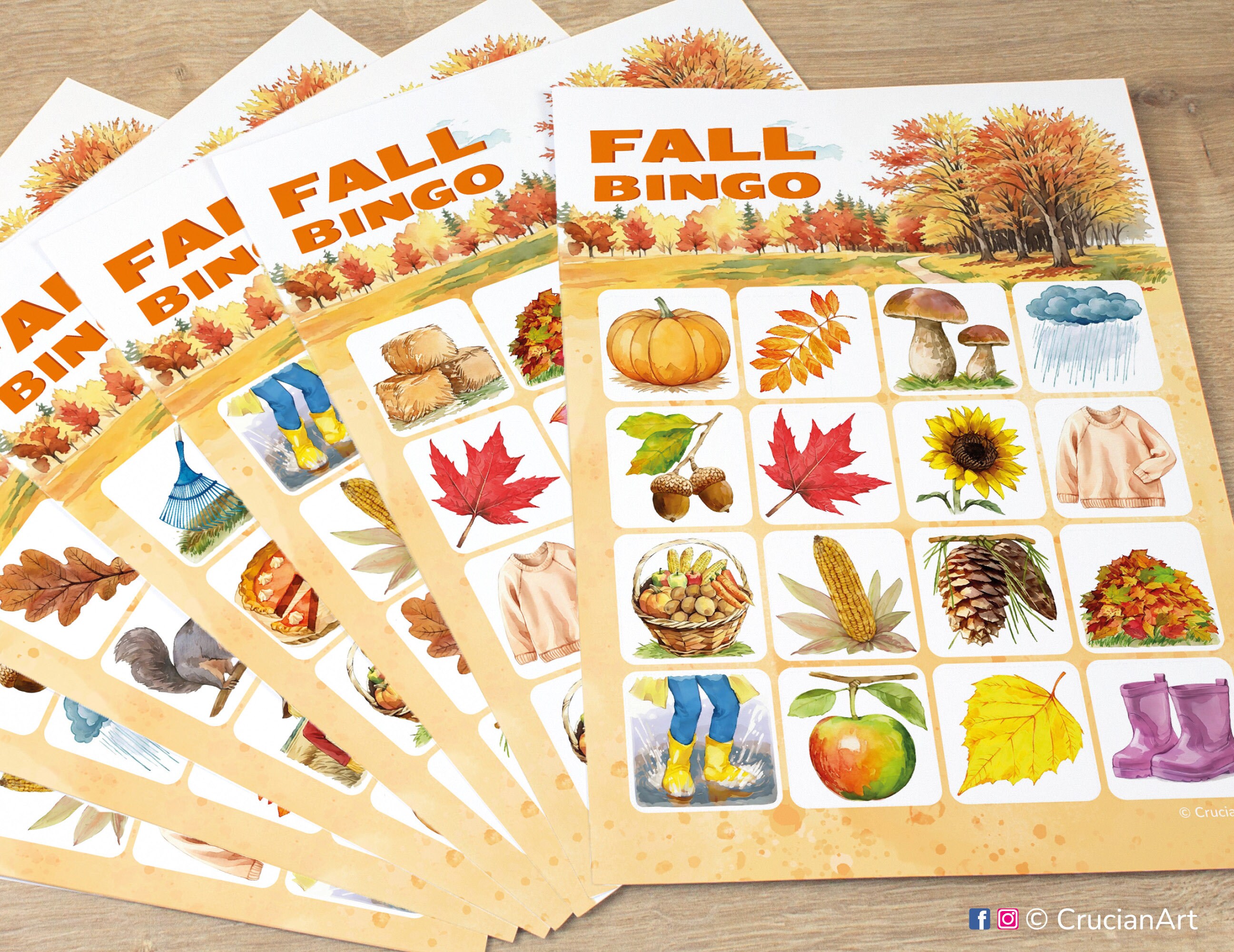 Fall Themed Bingo Game: Printable Preschool, Kindergarten, Toddler ...