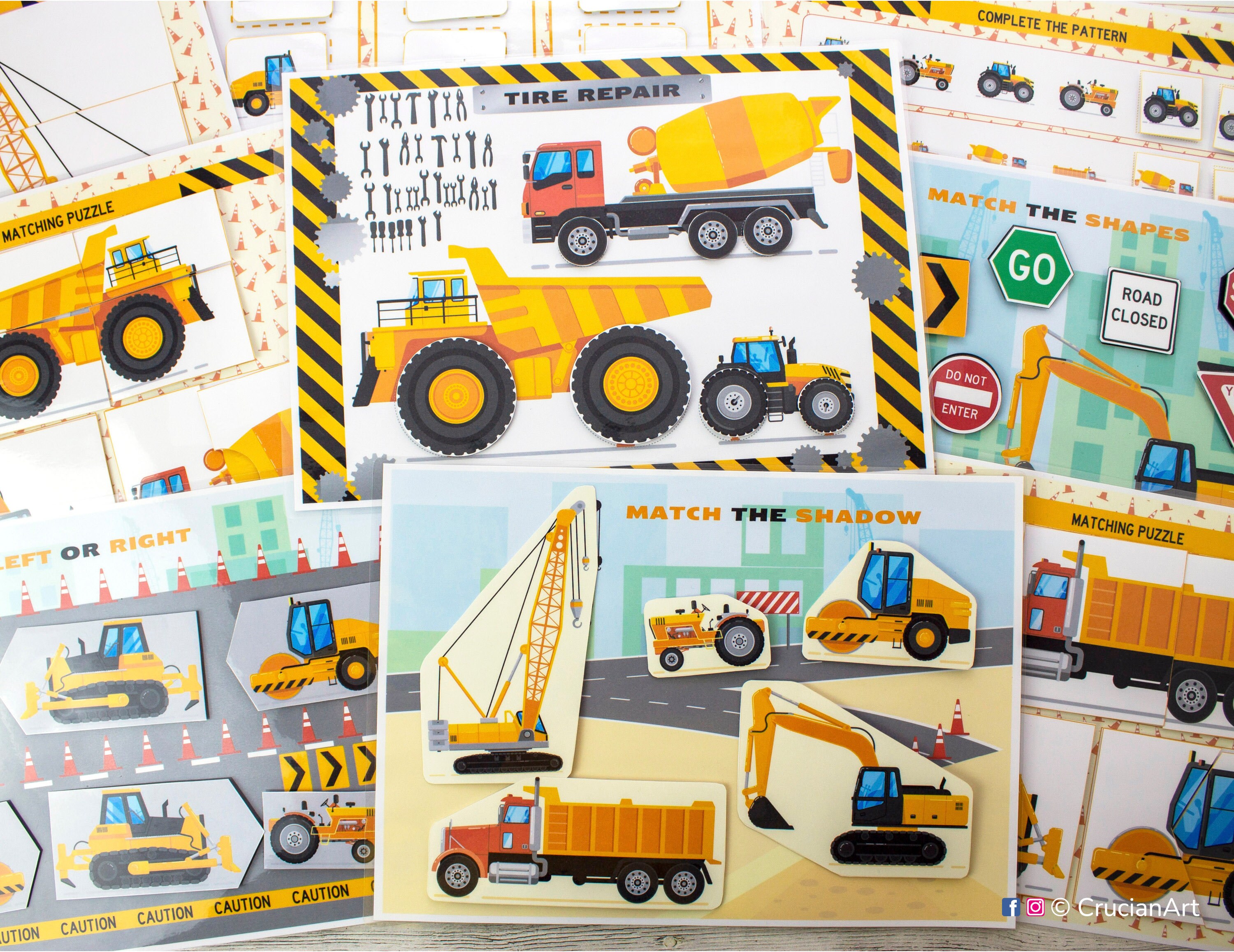 Construction Vehicles Sorting & Matching Printable Busy Book. Truck ...