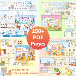 Four Seasons Bundle: Fall, Winter, Spring & Summer Busy Book. Preschool ...