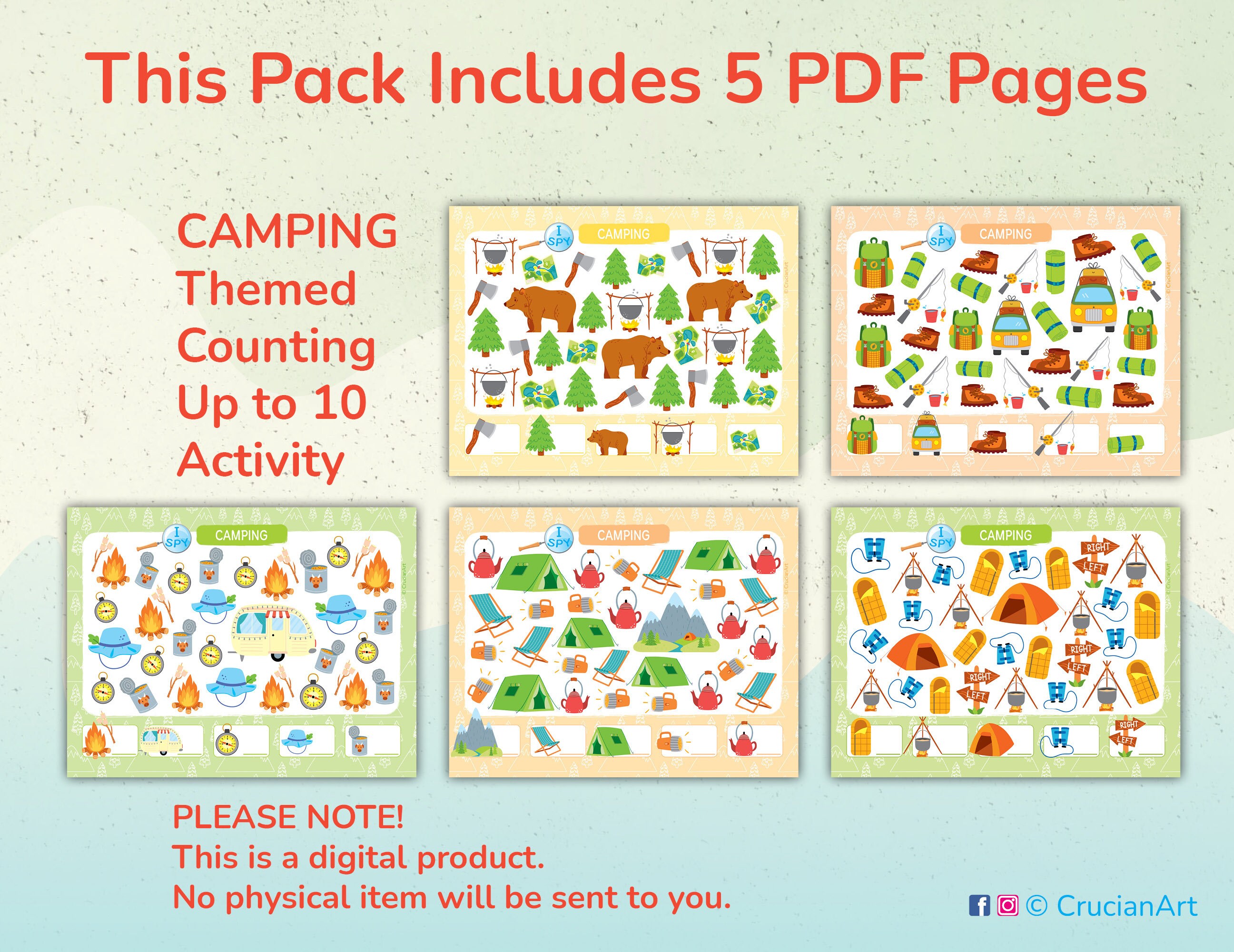 Camping I Spy Counting Activity. Preschool Learning Worksheets ...