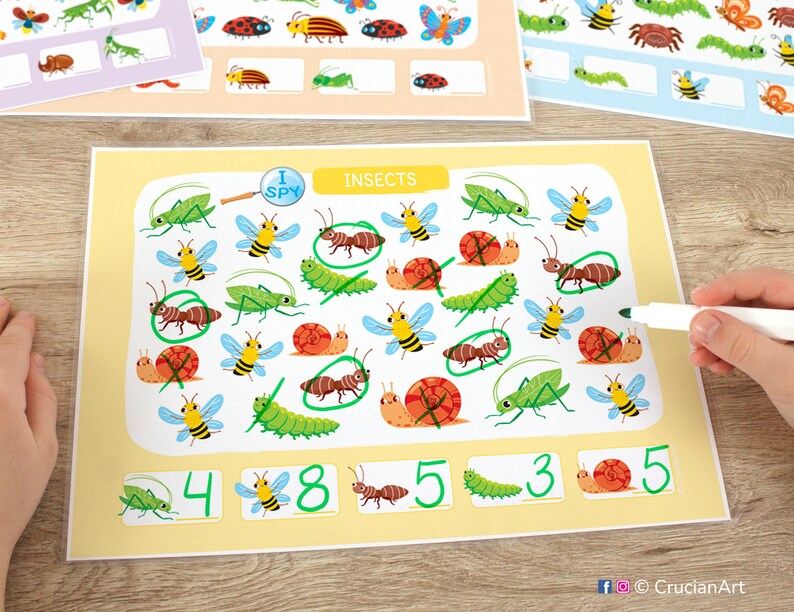 Bugs & Insects I Spy Counting Activity. Preschool, Pre-k, Kindergarten ...