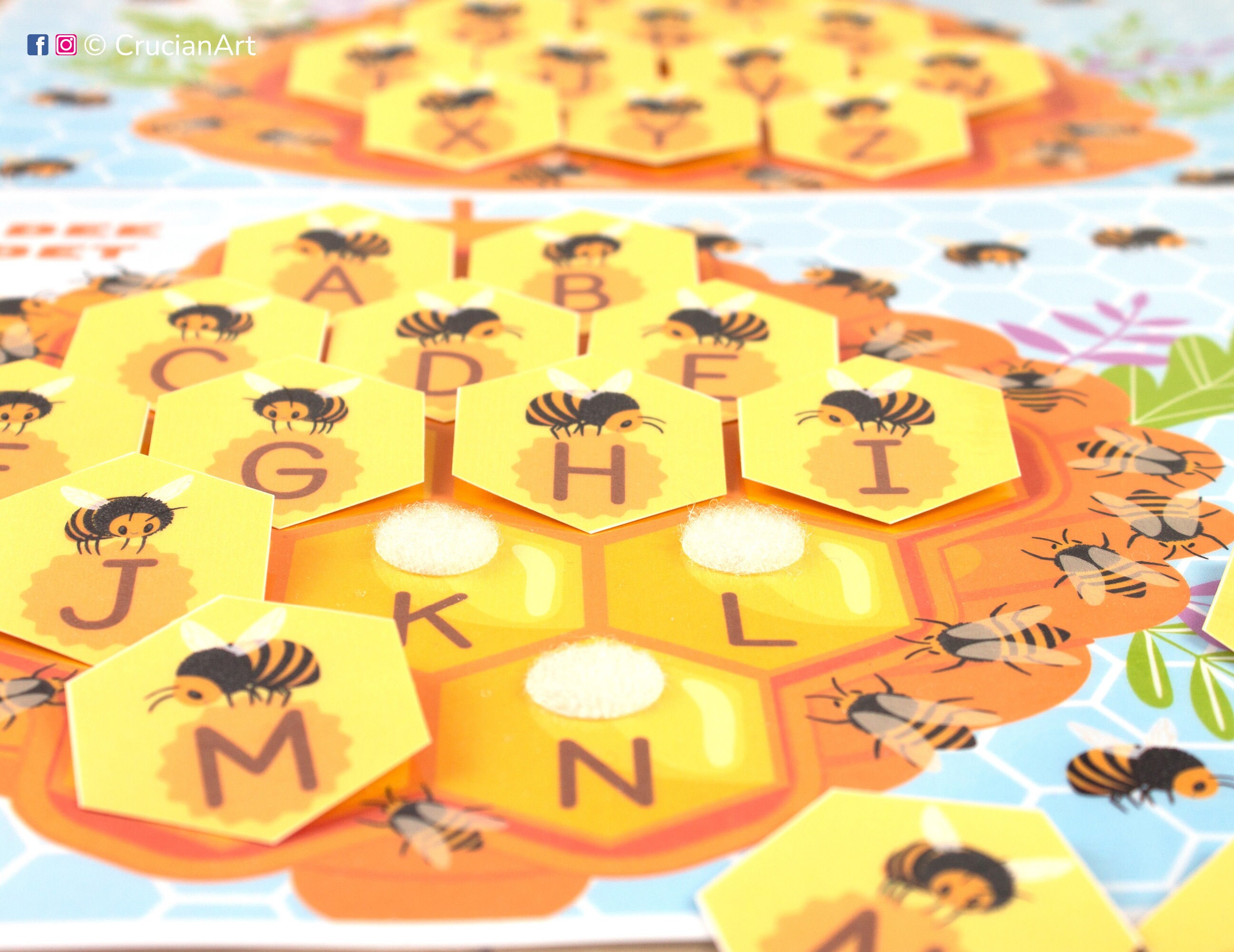 Honey Bee Alphabet Matching. Honeybee Match Printable Learning Activity ...