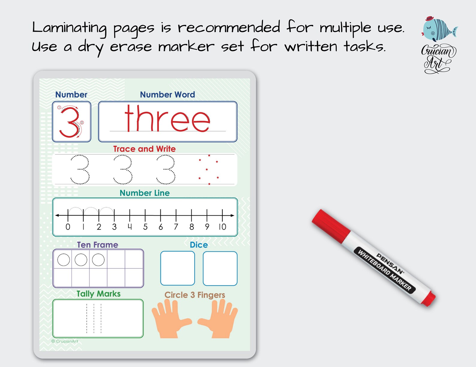 Number Tracing Printable Worksheet. Preschool Pre-k - Etsy