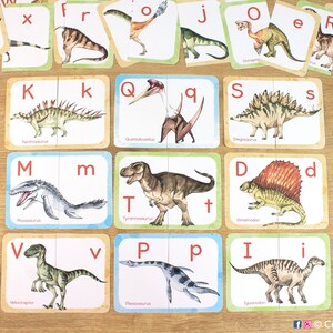 Dinosaur Alphabet Puzzle Pairs. Dino ABC Matching Cards. Toddler ...