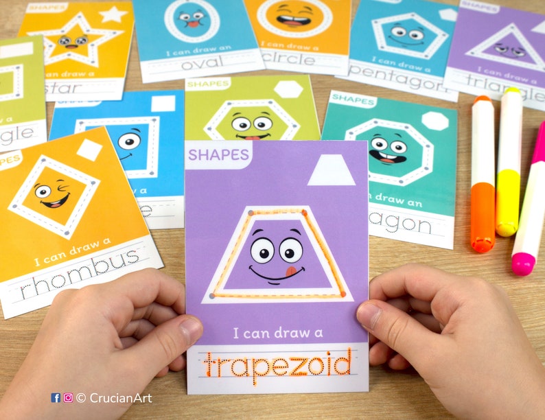 2D Shapes Tracing Cards. Homeschool Printable Learning - Etsy