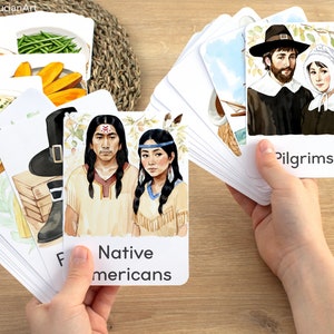 Thanksgiving Day 3-part Cards: Visual Cards and Words Matching. Fall ...