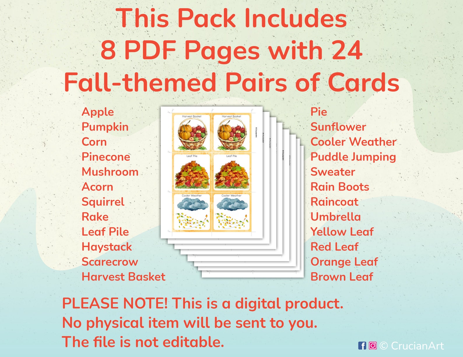 Fall Theme Memory Game: Printable Toddler Preschool Matching Activity ...