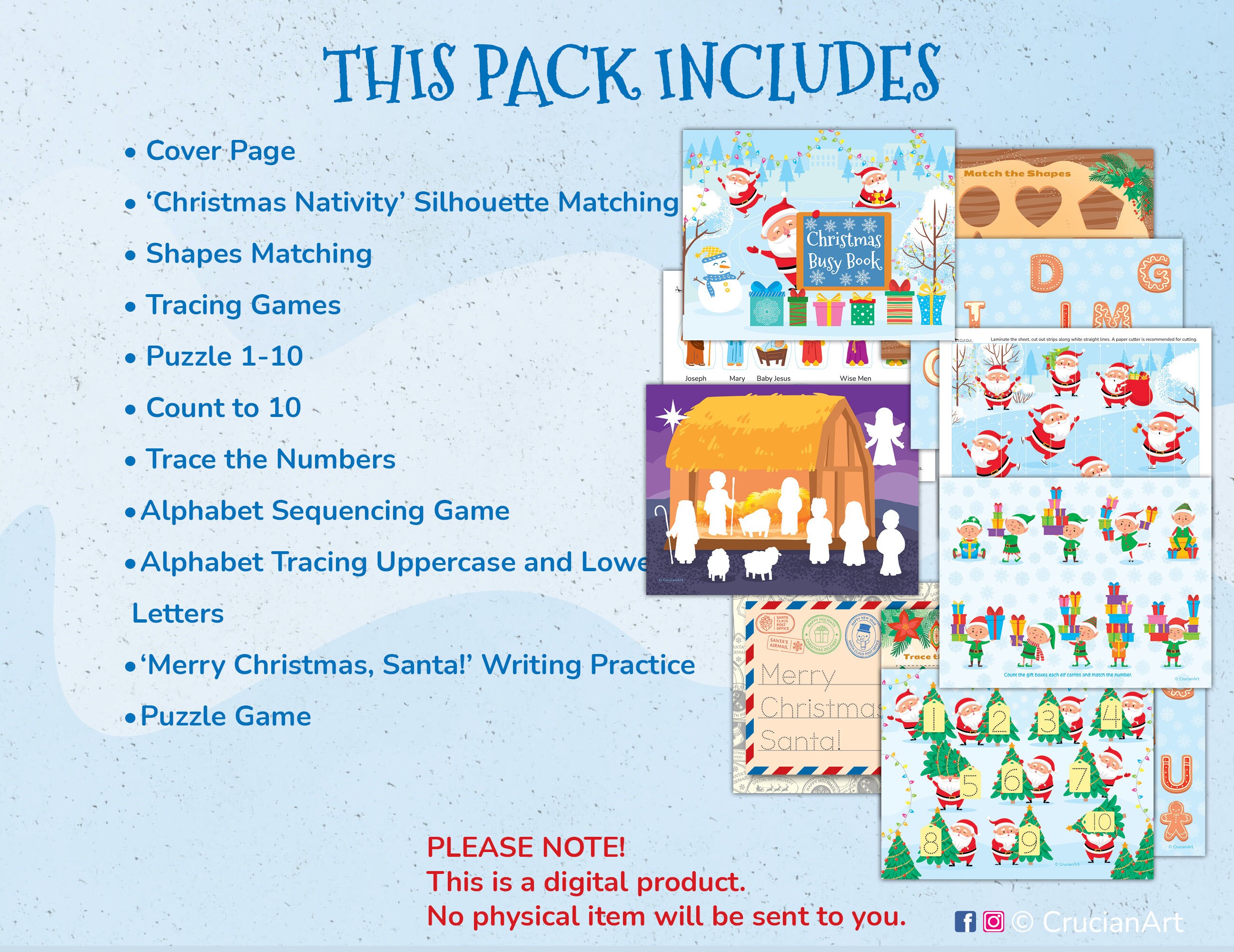 CHRISTMAS PRESCHOOL Busy Book. Printable Learning Binder. Christmas ...