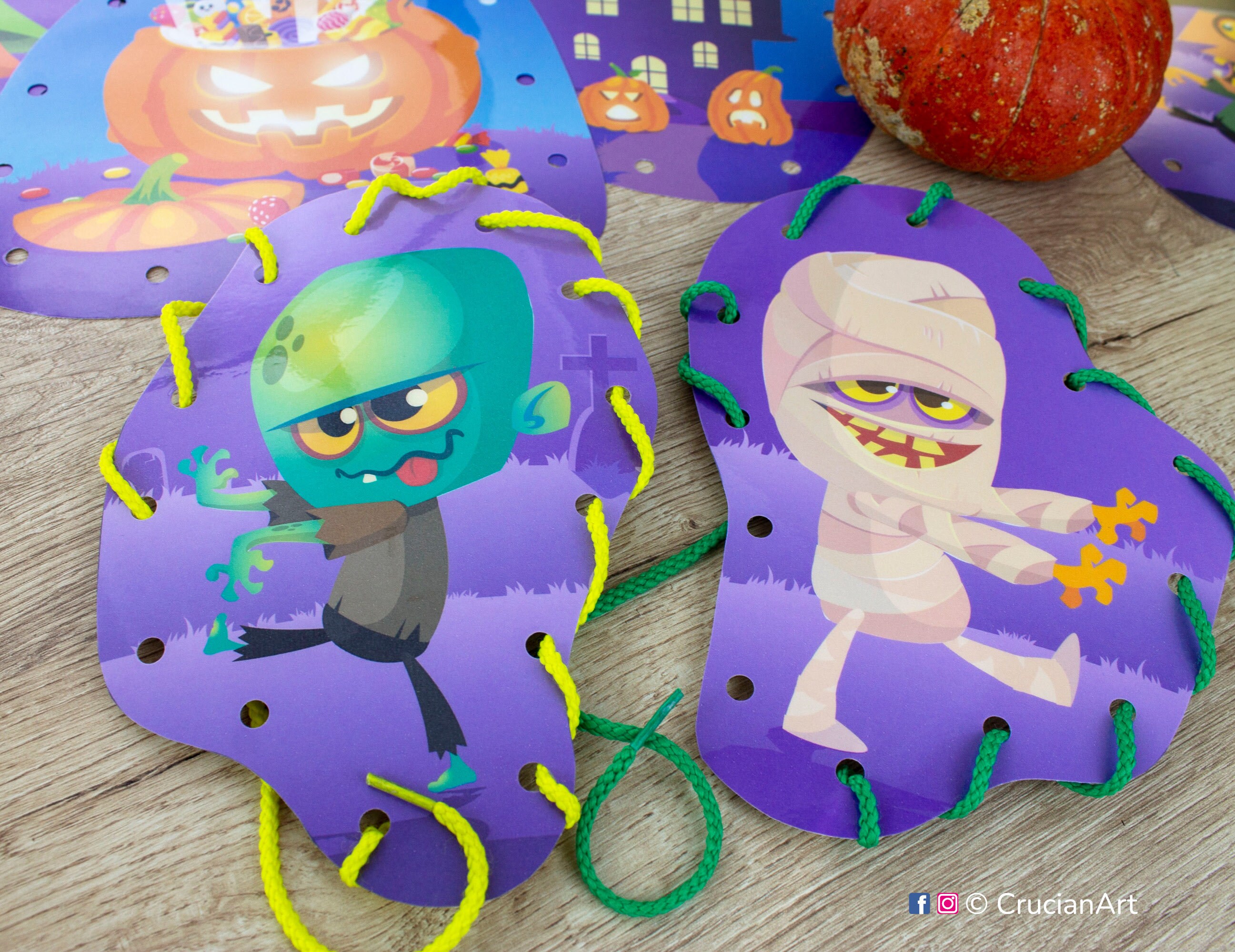 HALLOWEEN Printable Lacing Cards. Toddler and Preschool Fine - Etsy