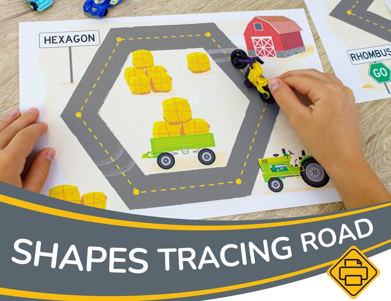 2D Shapes Printable Road Mat for Boys. Construction Truck - Etsy