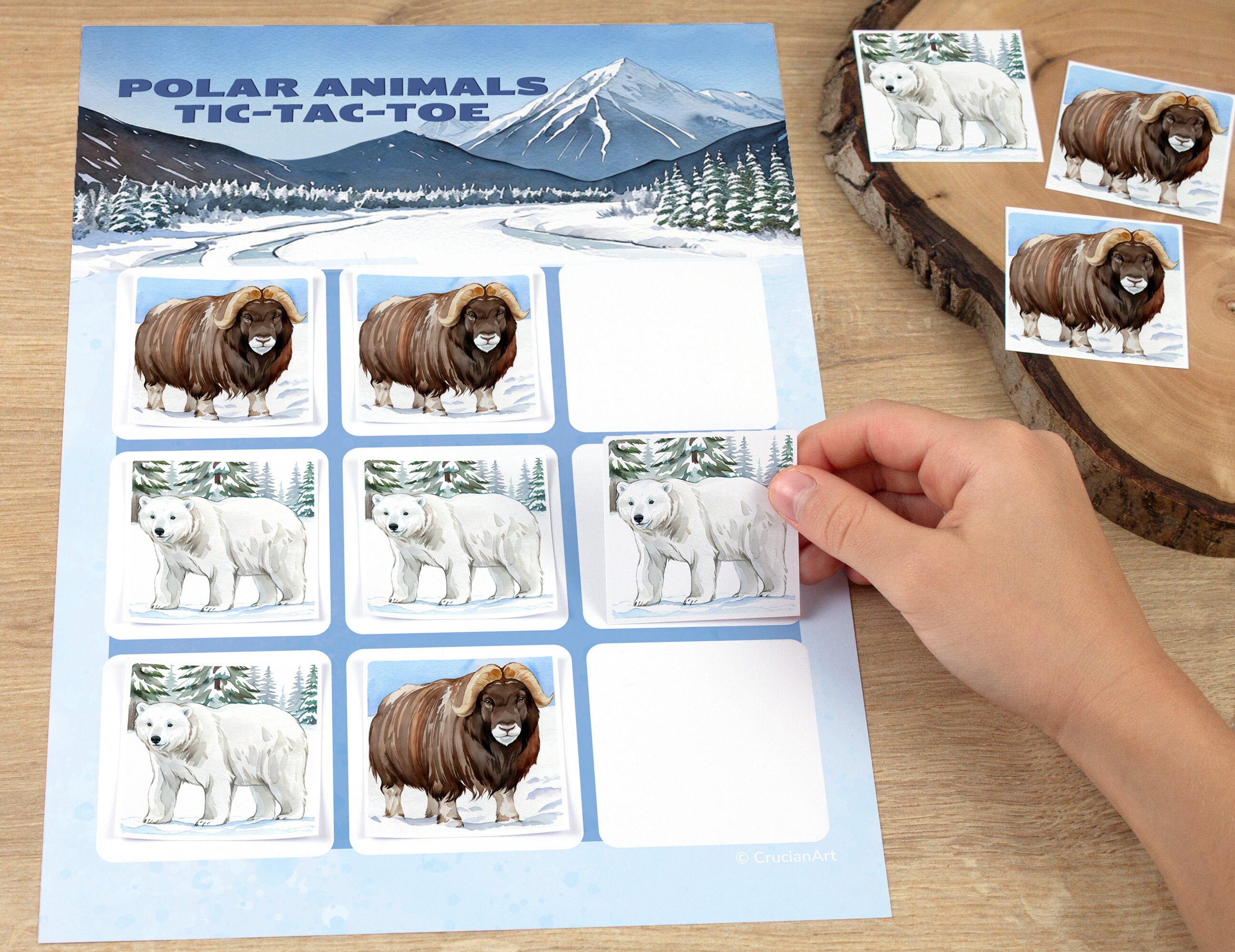 Arctic Animals Tic-tac-toe Game: Preschool, Kindergarten Printable ...